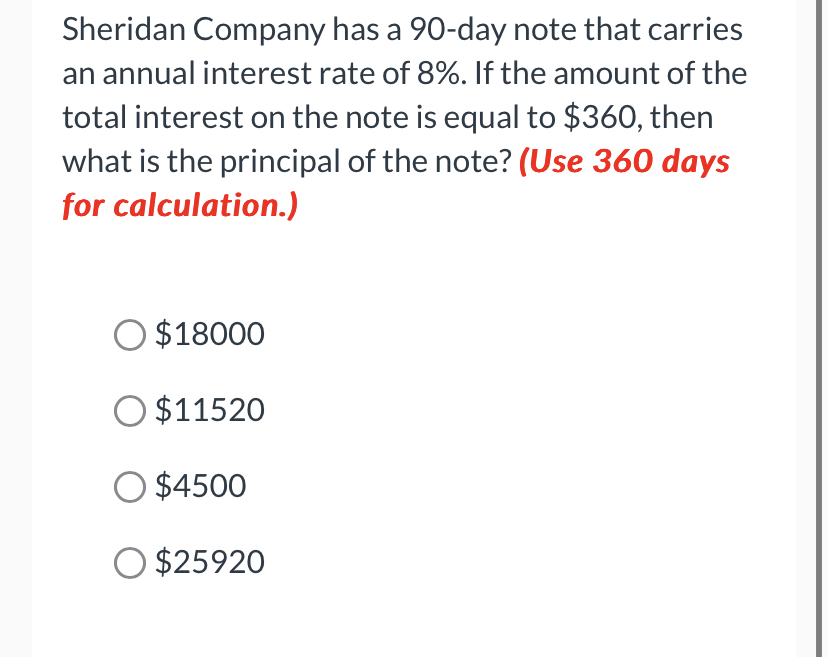 Solved Sheridan Company has a 90-day note that carries an | Chegg.com