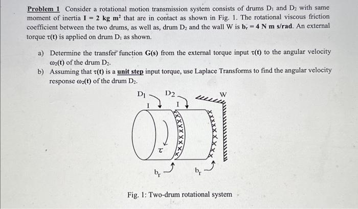 Solved Problem 1 Consider a rotational motion transmission | Chegg.com