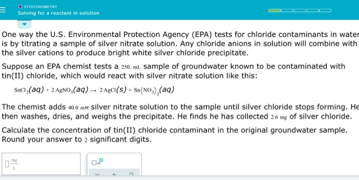 Solved O STOICHIOMETRY Solving for a reactant in solution | Chegg.com