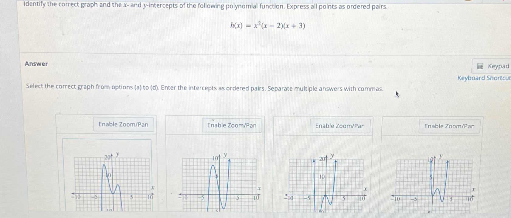 Solved Identify the correct graph and the x - ﻿and | Chegg.com