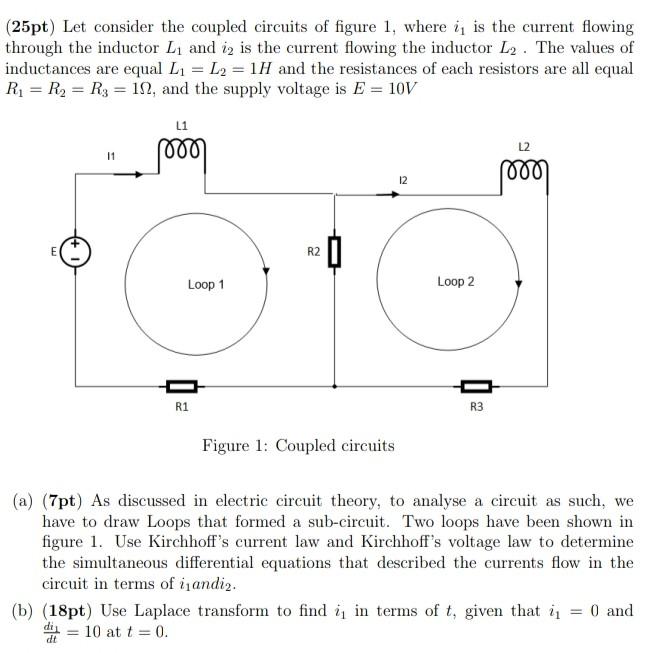 Solved (25pt) Let consider the coupled circuits of figure 1, | Chegg.com