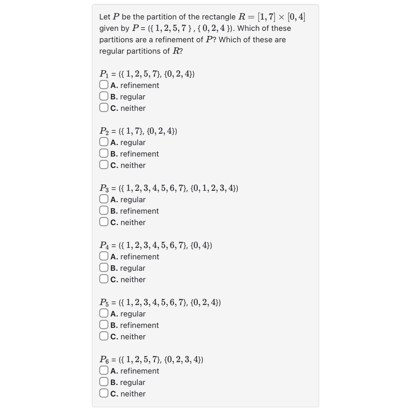 Solved Let P ﻿be the partition of the rectangle | Chegg.com