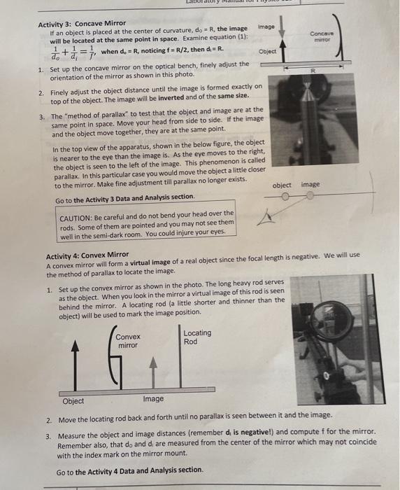 Solved Image Activity 3: Concave Mirror If an object is | Chegg.com