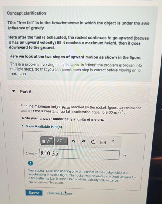 Solved A rocket, initially at rest on the ground, | Chegg.com