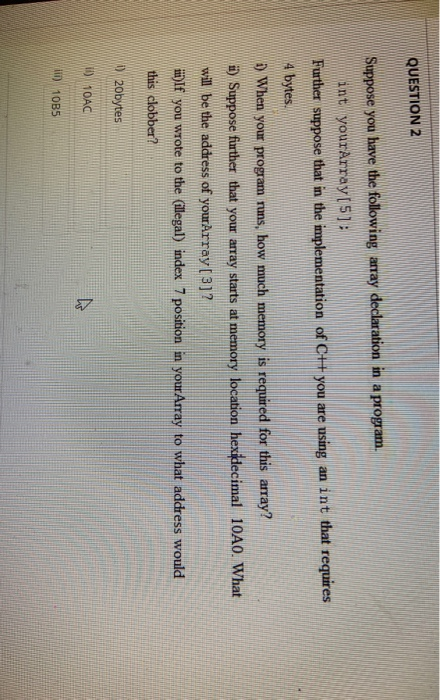 Solved Question 2 Suppose You Have The Following Array