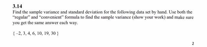 Solved 3.14 Find the sample variance and standard deviation | Chegg.com