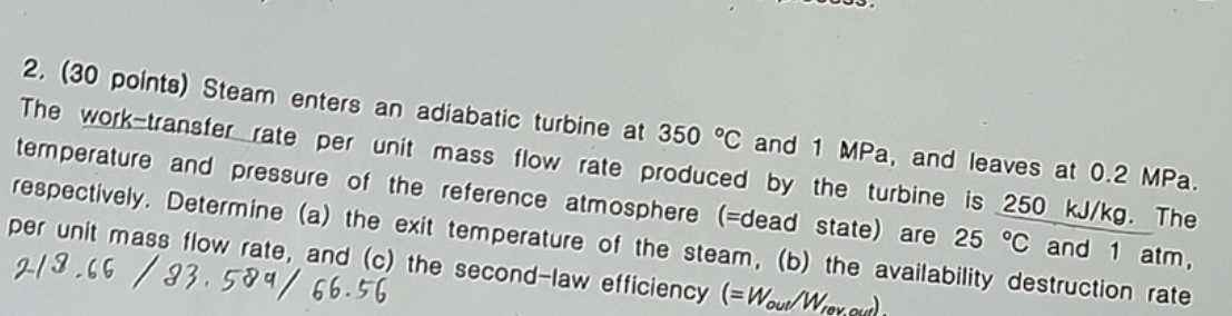 Solved ( 30 ﻿points) ﻿Steam enters an adiabatic turbine at | Chegg.com