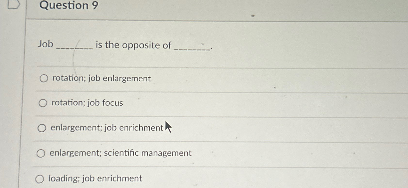 Solved Question 9Job ﻿is the opposite of q,q,rotation; job | Chegg.com