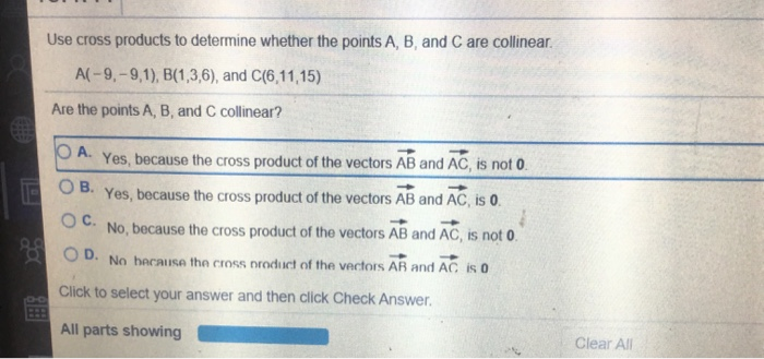 Solved Use cross products to determine whether the points A, | Chegg.com