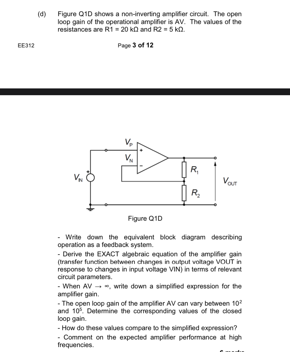 Solved 2018 ﻿past paper revision - ﻿inverting amp | Chegg.com