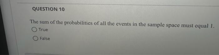 Solved The sum of the probabilities of all the events in the | Chegg.com