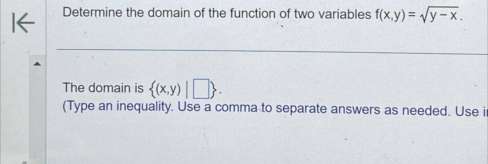 Solved Determine the domain of the function of two variables | Chegg.com