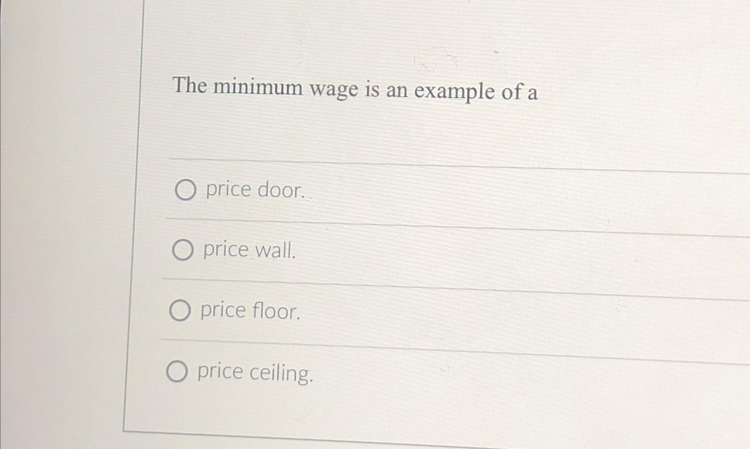 Solved The minimum wage is an example of aprice door.price | Chegg.com