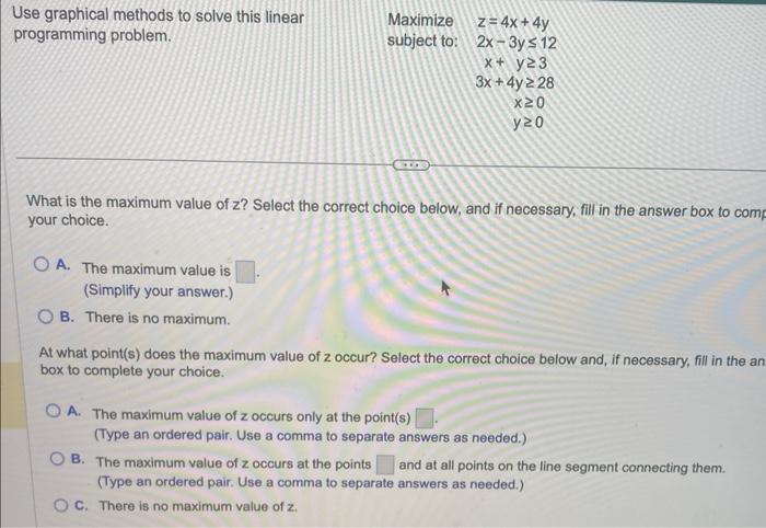 Solved Use graphical methods to solve this linear | Chegg.com