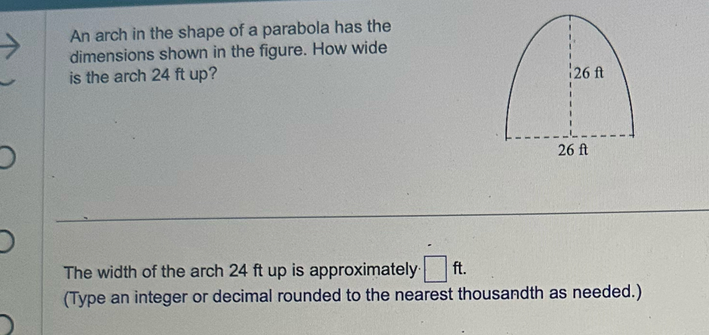 Solved An arch in the shape of a parabola has the dimensions | Chegg.com