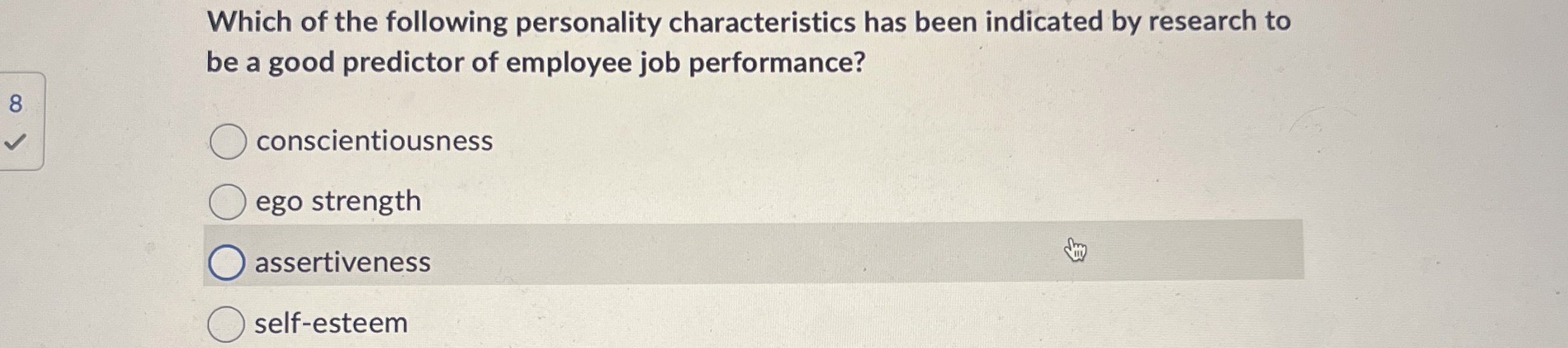 Solved Which of the following personality characteristics | Chegg.com