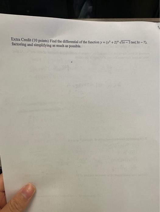 Solved Extra Credit ( 10 points) Find the differential of | Chegg.com