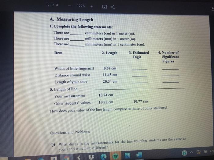 Solved 1. What are the standard units of length, mass, | Chegg.com