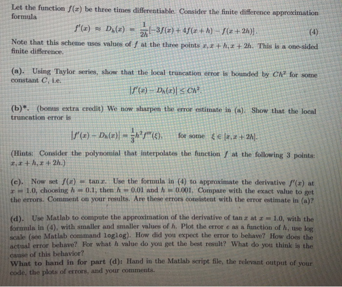 Solved Let the function f(x) be three times differentiable. | Chegg.com