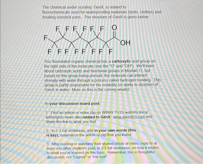 Solved IL The chemical under scrutiny, Genx, is related to | Chegg.com