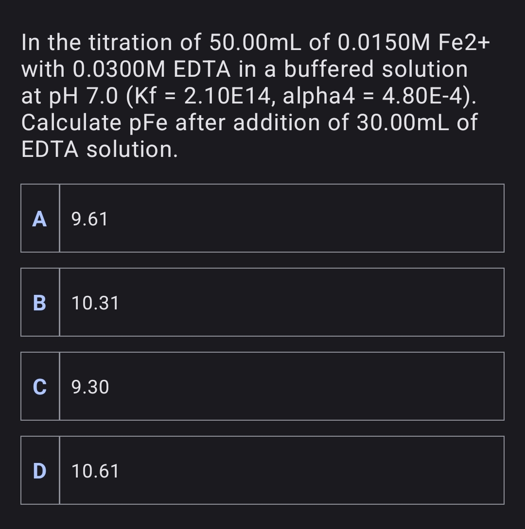 Solved In the titration of 50.00 ﻿mL of 0.0150 ﻿M Fe2+ ﻿with | Chegg.com
