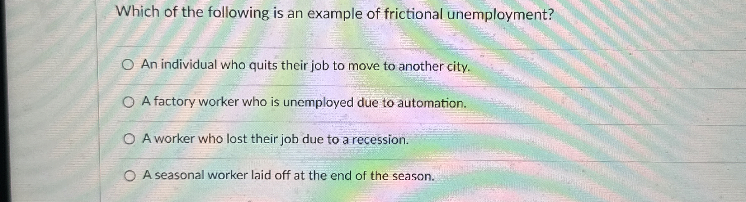 Solved Which of the following is an example of frictional | Chegg.com