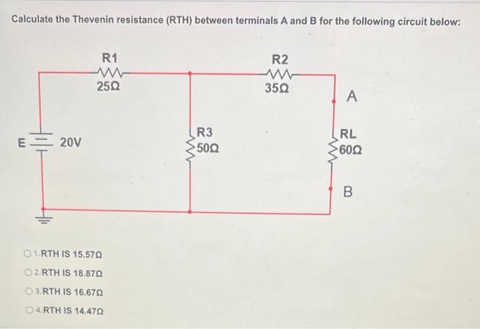 Solved Calculate the Thevenin resistance (RTH) between | Chegg.com