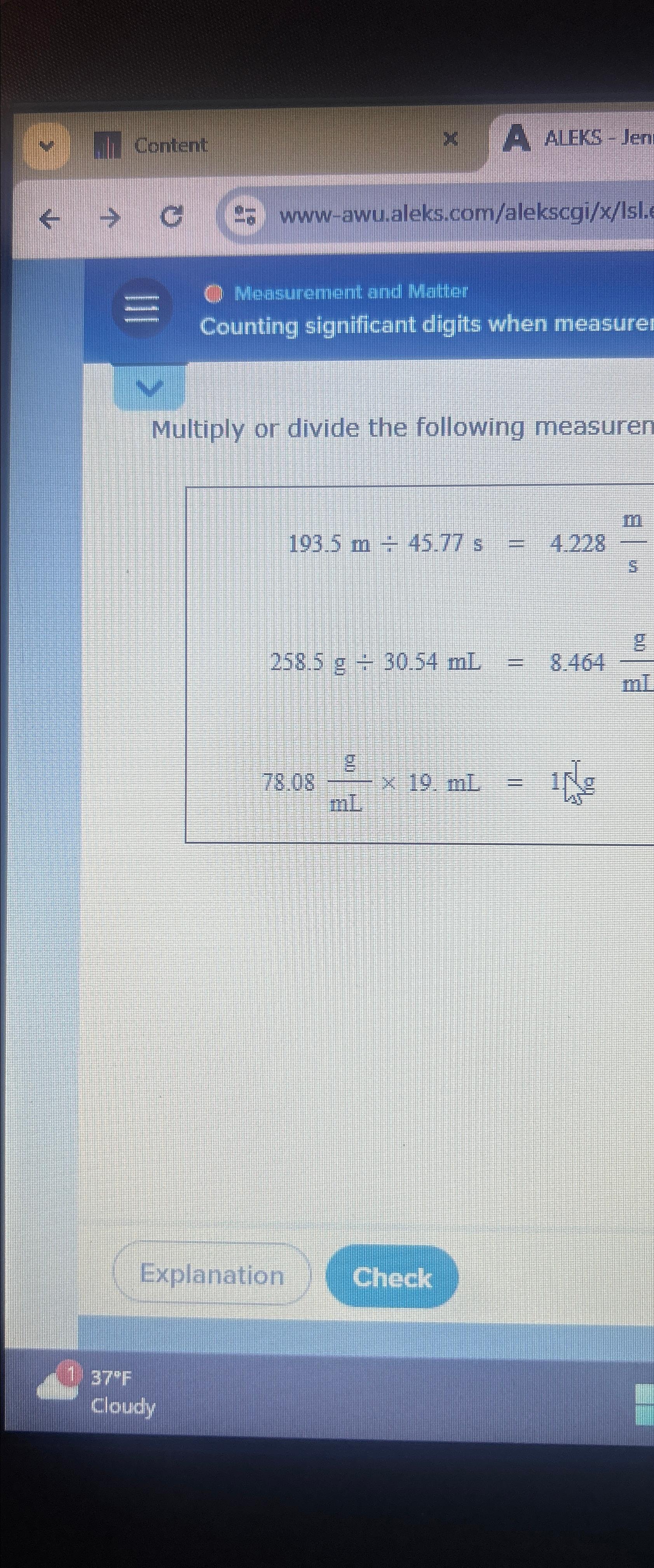 Solved ContentALEKS - | Chegg.com