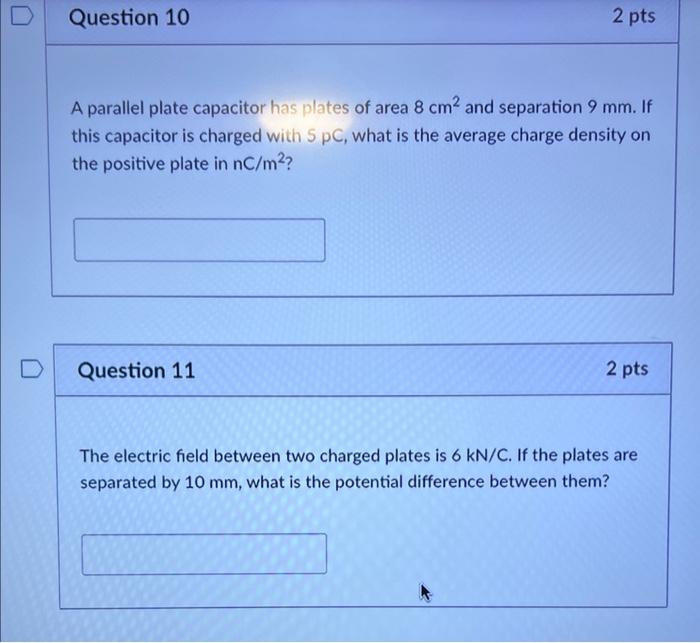 Solved A parallel plate capacitor has plates of area 8 cm2 | Chegg.com