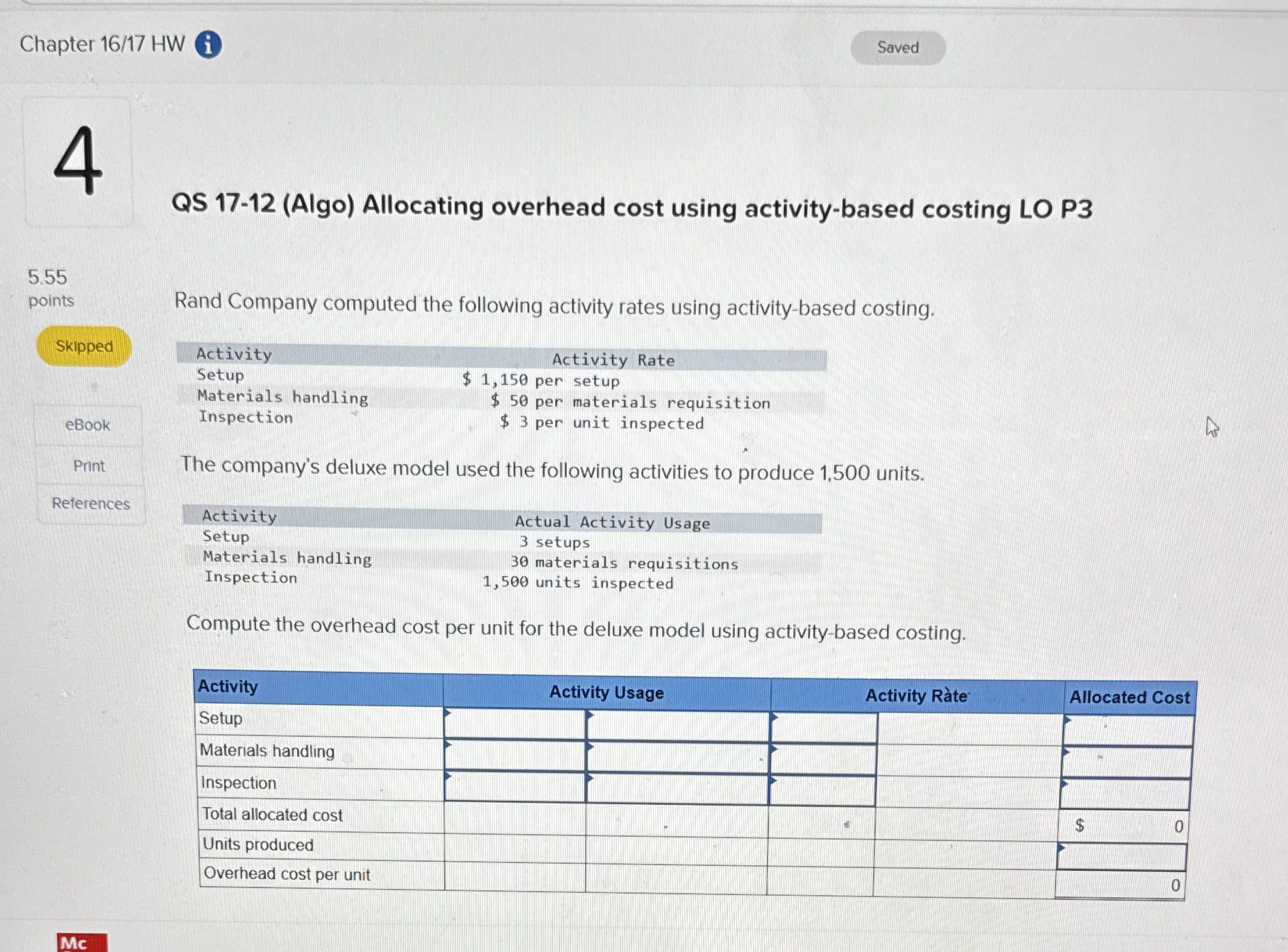 Solved Chapter 16/17 ﻿HWiQS 17-12 (Algo) ﻿Allocating | Chegg.com