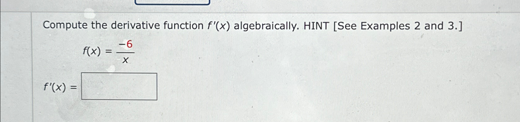 Solved Compute the derivative function f'(x) ﻿algebraically. | Chegg.com