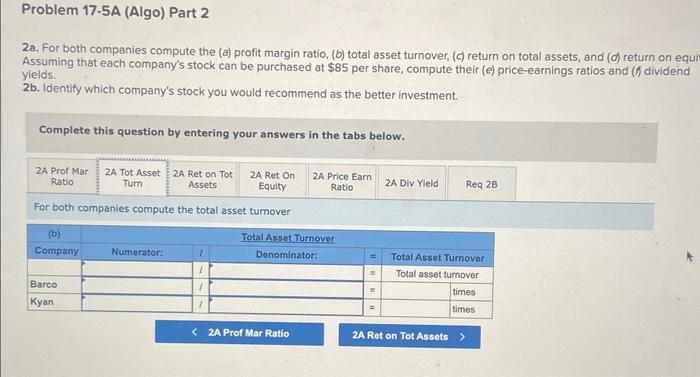 Solved Required information Problem 17-5A (Algo) Comparative | Chegg.com