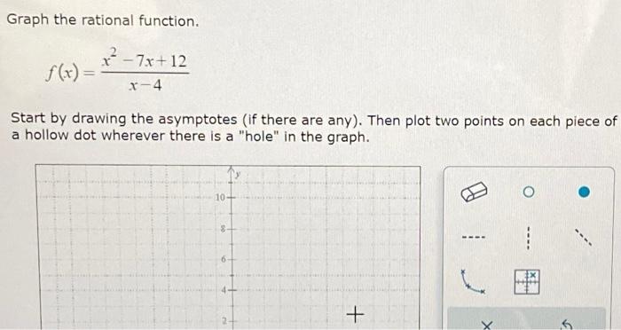 Solved Graph the rational function. f(x)=x−4x2−7x+12 Start | Chegg.com