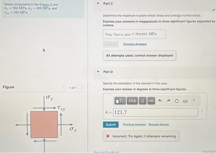 Solved Stress components in the σz=350MPa,σy=200MPa, and | Chegg.com