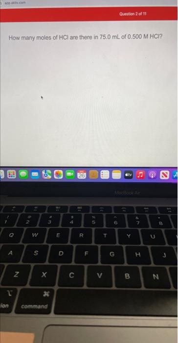 Solved How many moles of HCl are there in 75.0 mL of | Chegg.com