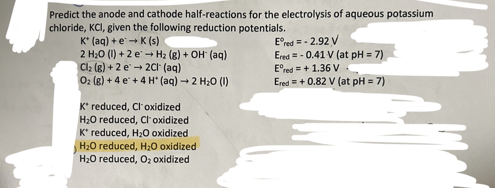 Solved Predict the anode and cathode half-reactions for the | Chegg.com