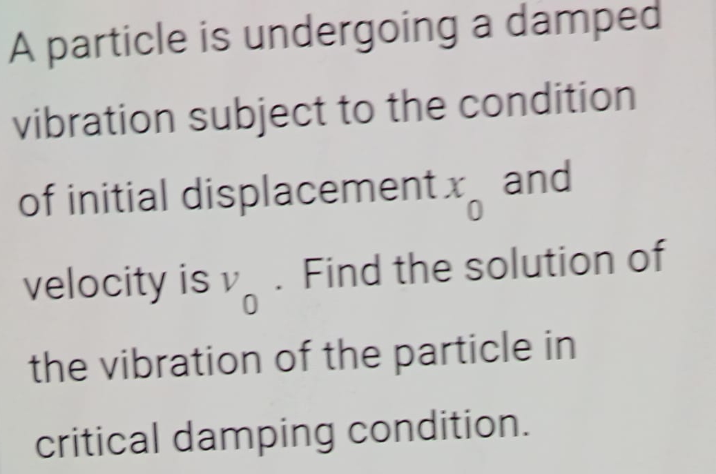 Solved A particle is undergoing a damped vibration subject | Chegg.com