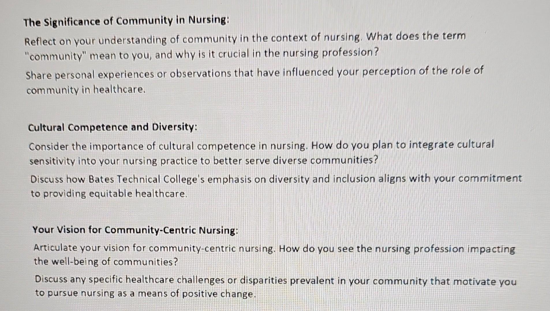 Solved The Significance of Community in Nursing: Reflect on | Chegg.com