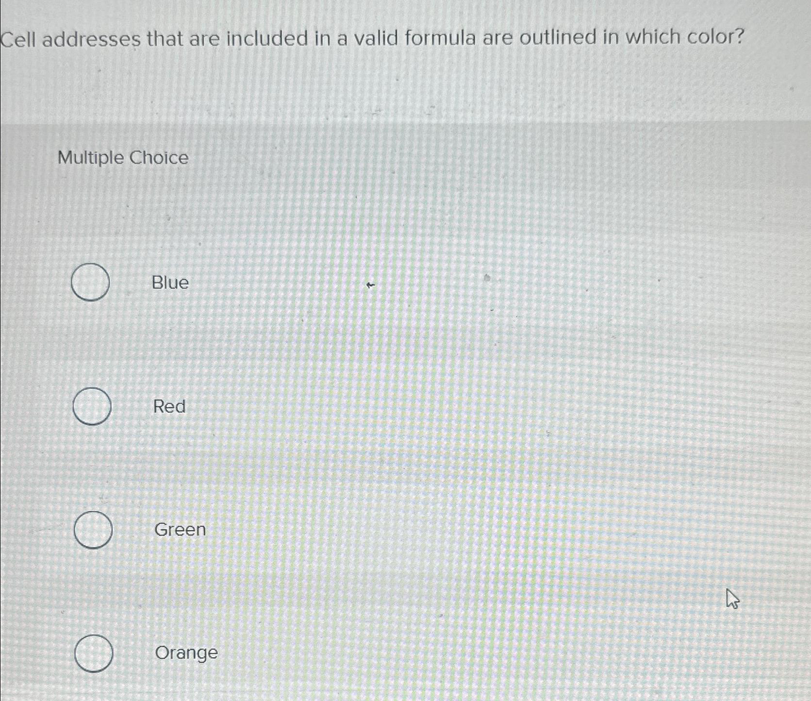 Solved Cell addresses that are included in a valid formula | Chegg.com