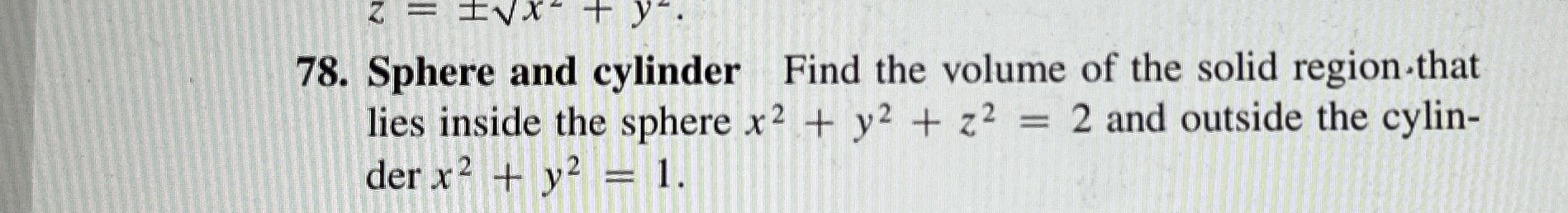 Solved Sphere and cylinder Find the volume of the solid | Chegg.com