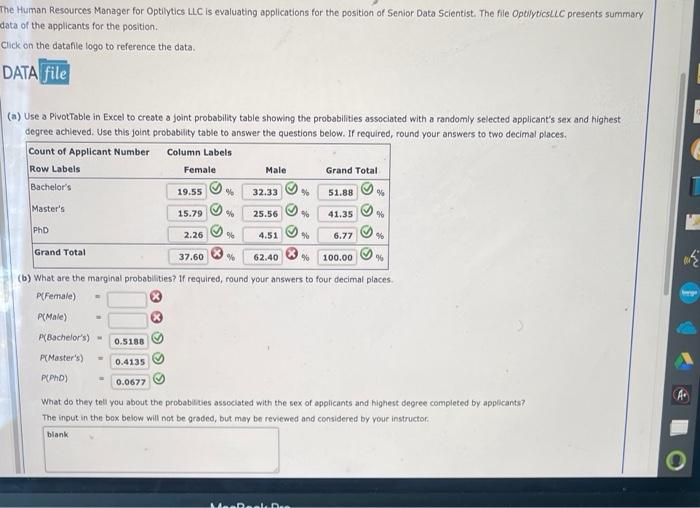 The Human Resources Manager for Optilytics LLC is | Chegg.com