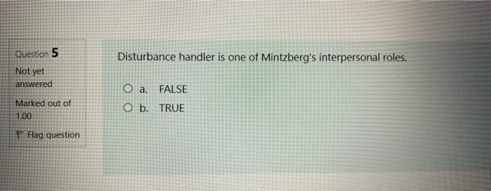 Solved Disturbance handler is one of Mintzberg's | Chegg.com