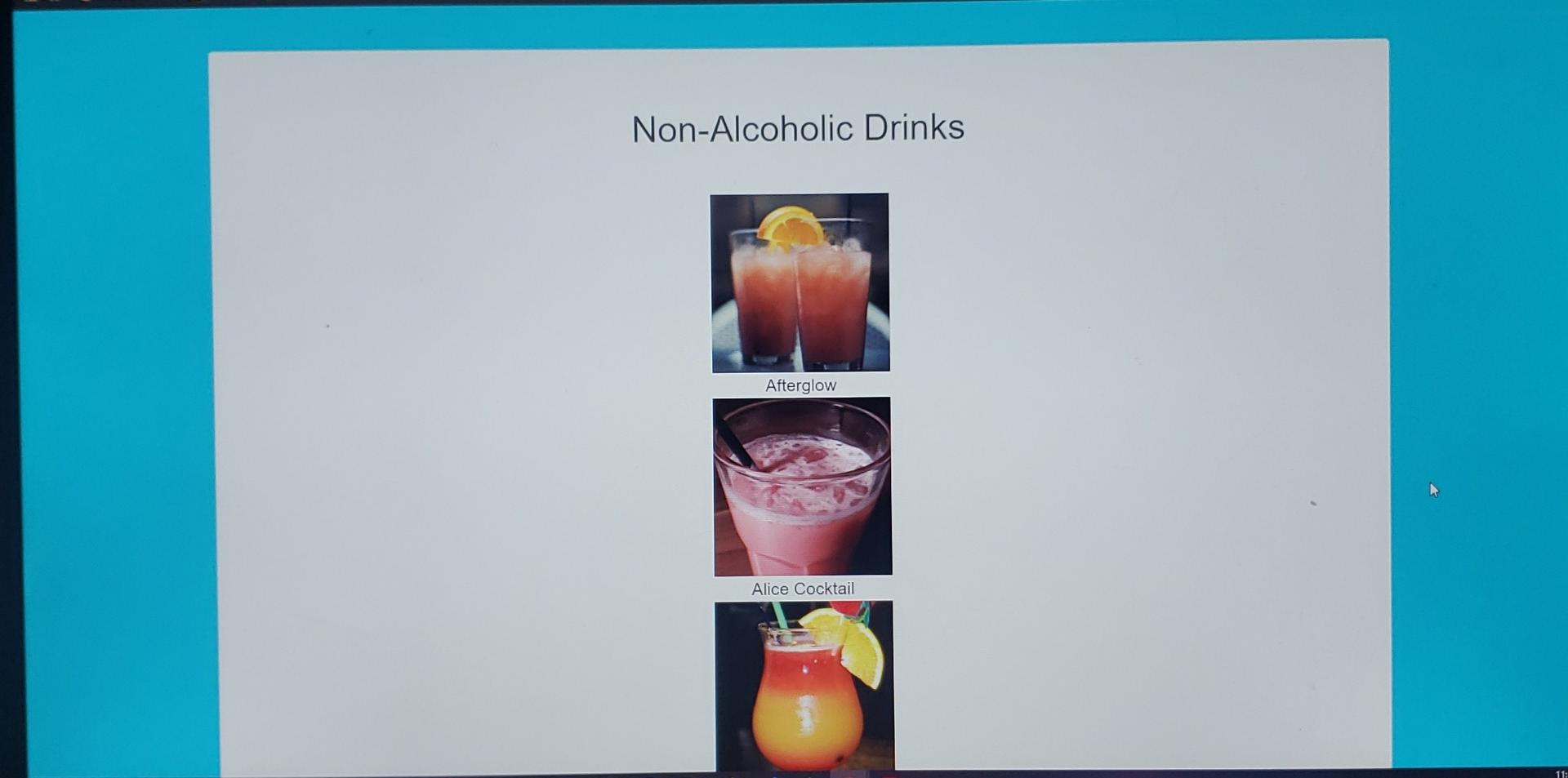 Solved Non-Alcoholic Drinks Afterglow Alice Cocktail 11: | Chegg.com
