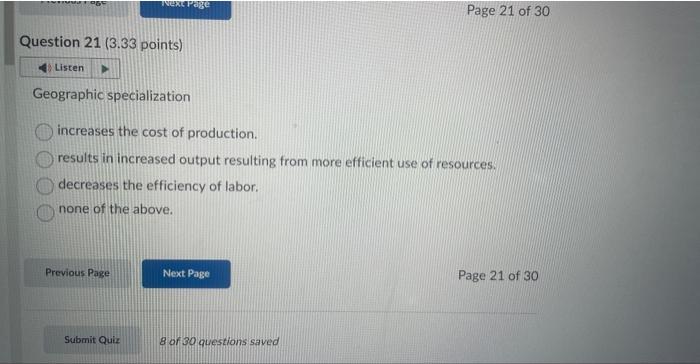 Solved Geographio specialization increases the cost of | Chegg.com