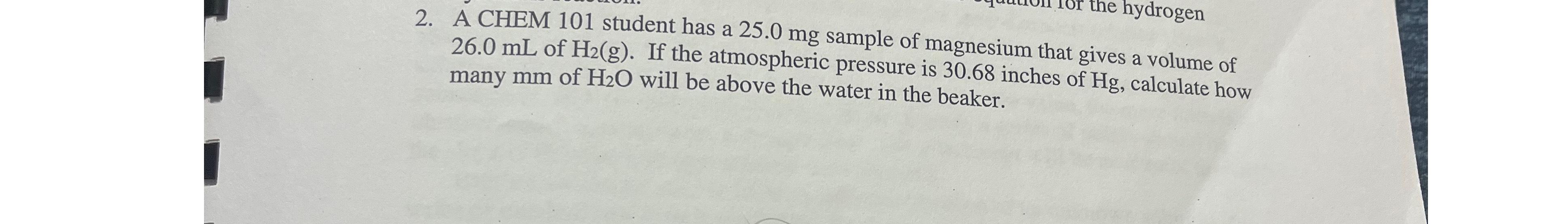 Solved A CHEM 101 ﻿student has a 25.0mg ﻿sample of magnesium | Chegg.com