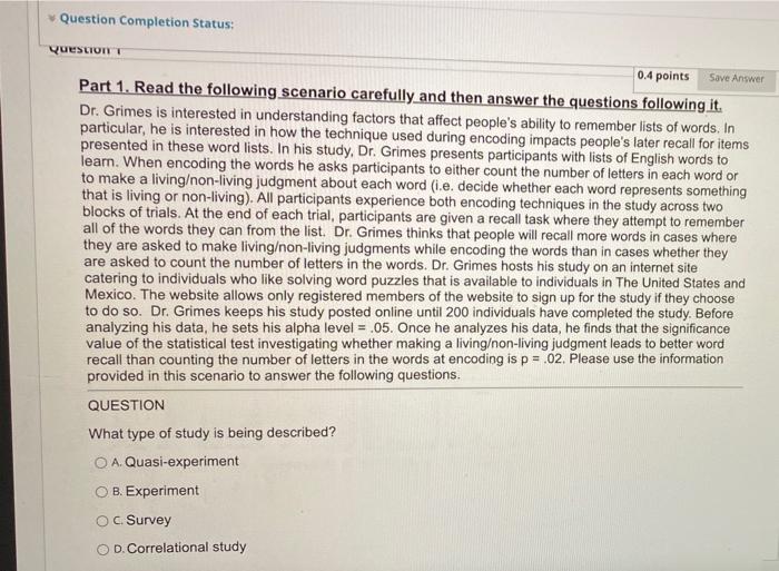 Solved Question Completion Status: Save Answer QUESTIOTY 0.4 | Chegg.com
