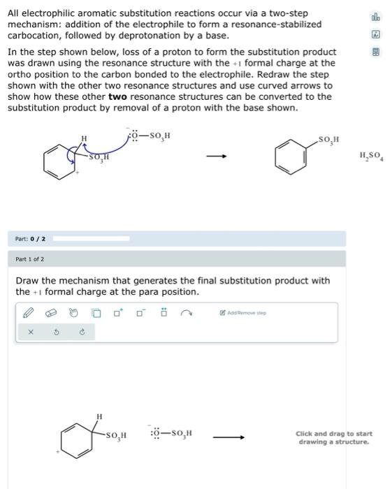 Solved All electrophilic aromatic substitution reactions | Chegg.com