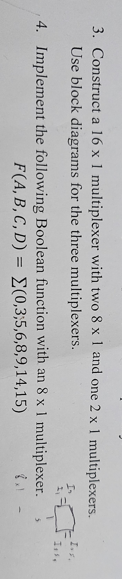 Solved Construct a 16×1 ﻿multiplexer with two 8×1 ﻿and one | Chegg.com