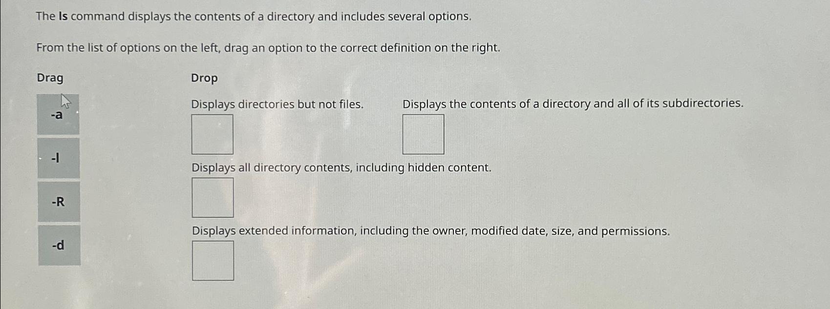 Solved The Is command displays the contents of a directory | Chegg.com