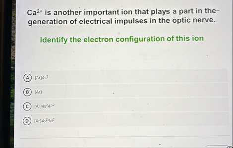 Solved Ca2 ﻿is another important ion that plays a part in | Chegg.com